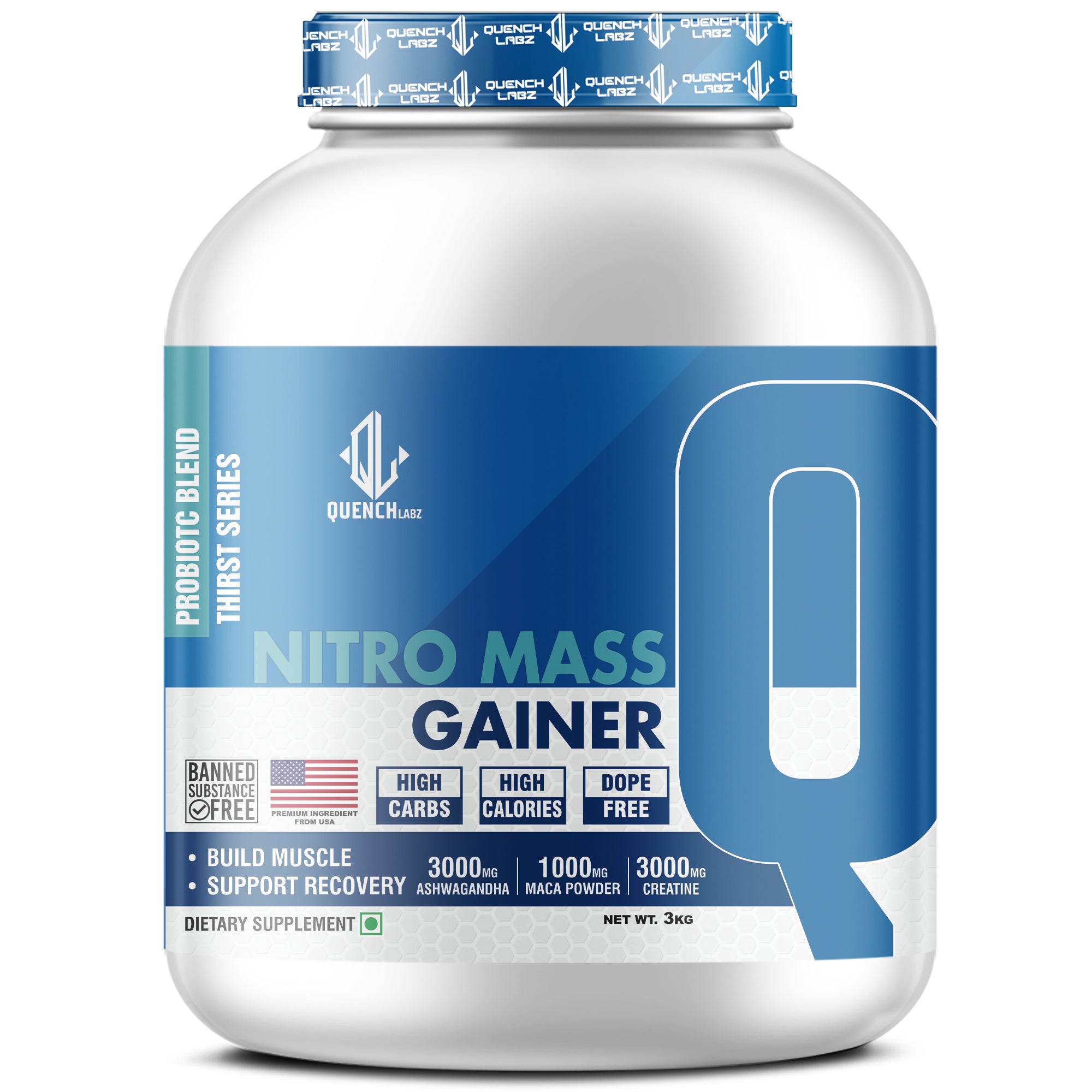 Nitro Mass Gainer | 3G Ashwagandha | 1G Macca | 3G Creatine | with Sha ...