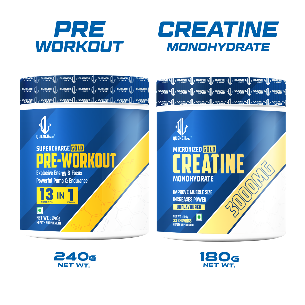 Buy Pre-Workout 240g + Creatine Monohydrate 180g Bundle Online at ₹799 ...
